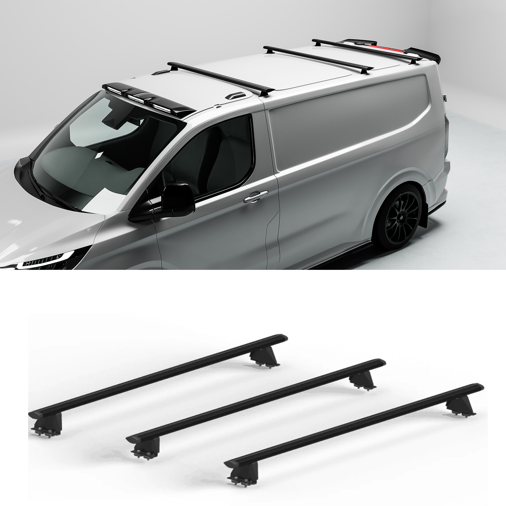 Ford Transit Custom 2012 - 2024 - Ridgerack Roof Rack Rails V2 - 3 Bars ...